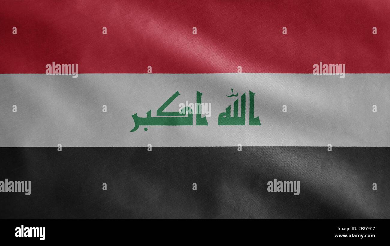 Iraqi flag waving in the wind. Close up of Iraq banner blowing, soft ...