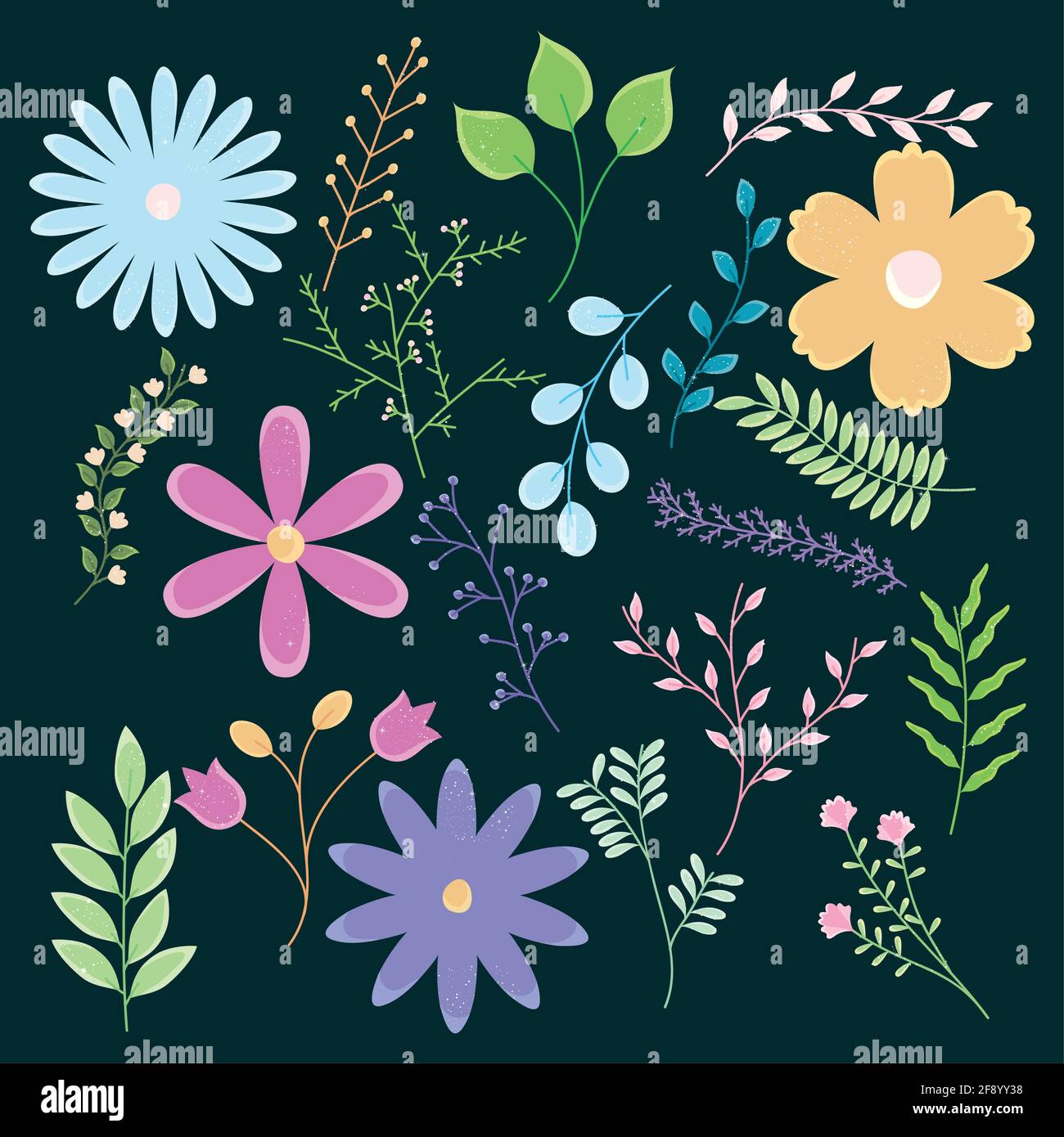 colorful flowers and leaves collection Stock Vector Image & Art - Alamy