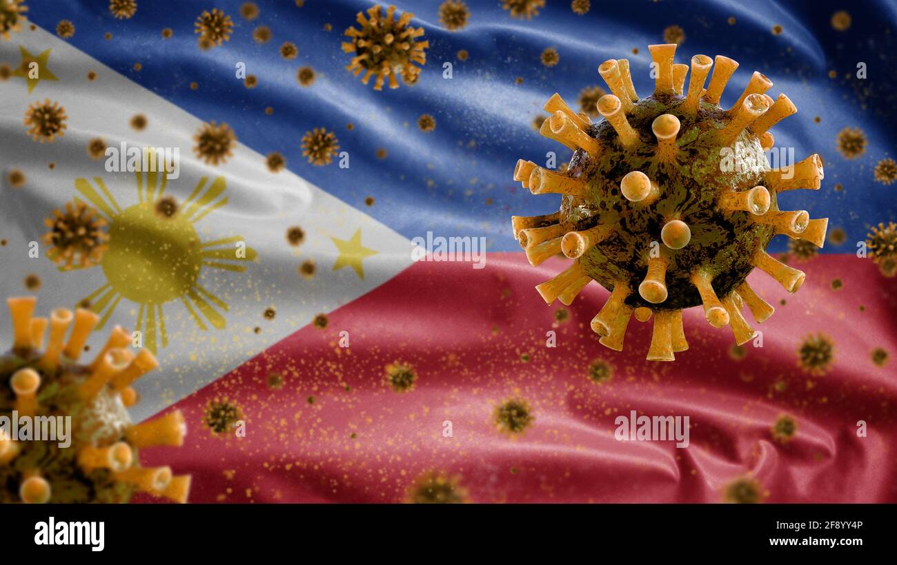 3D, Philippin flag waving with coronavirus outbreak infecting ...