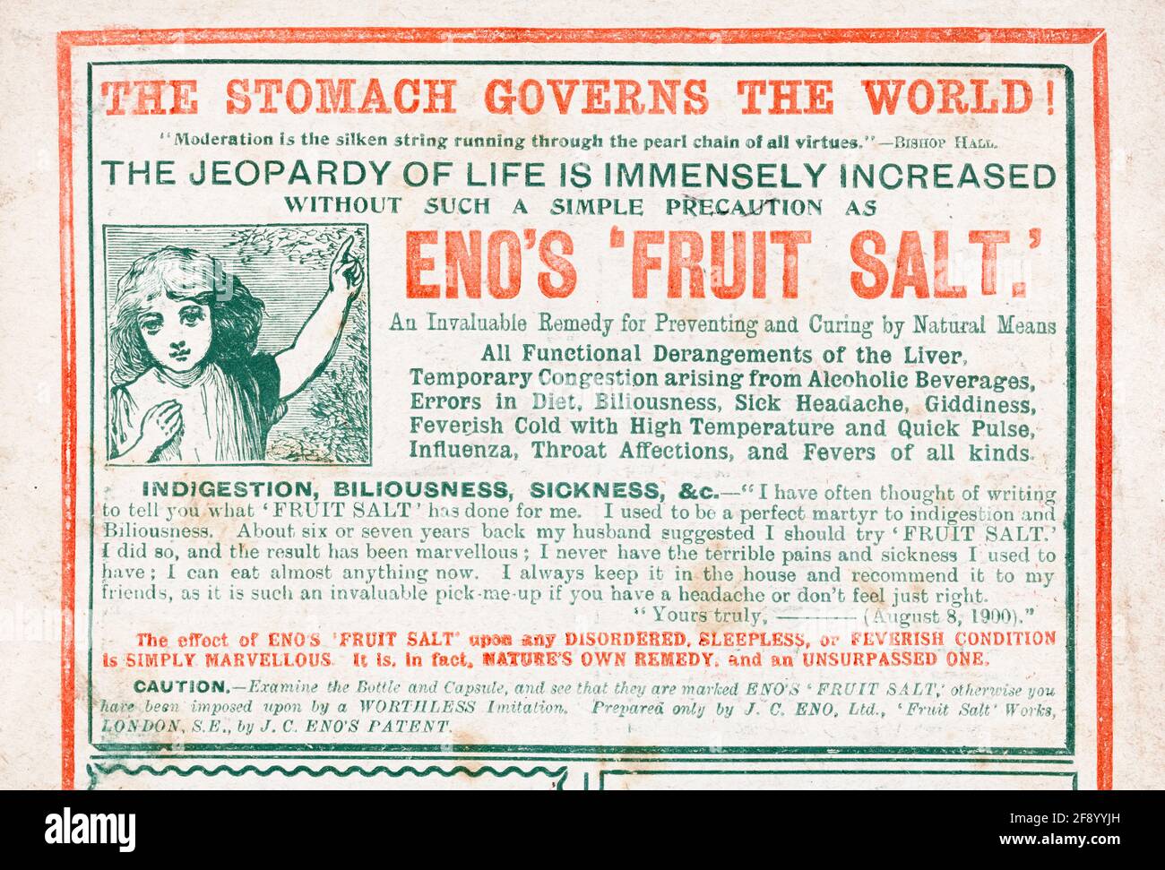 Old vintage Victorian magazine newsprint Eno's Fruit Salt advert from ...