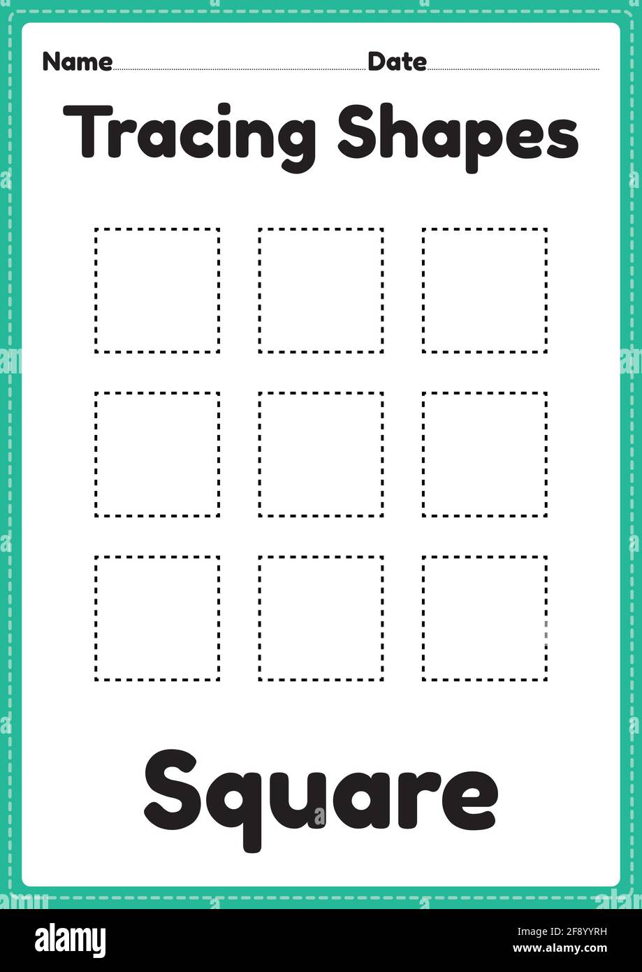 Tracing shapes worksheet square lines for kindergarten and preschool ...