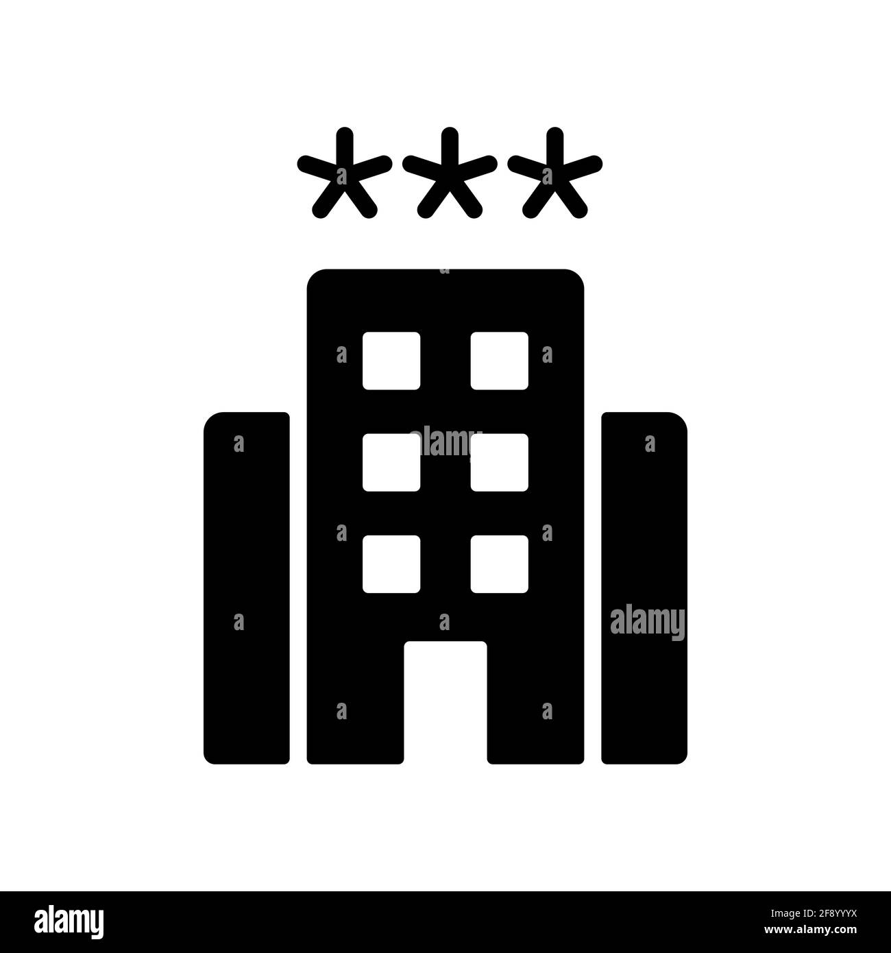 Three star hotel vector glyph icon. Graph symbol for travel and tourism ...