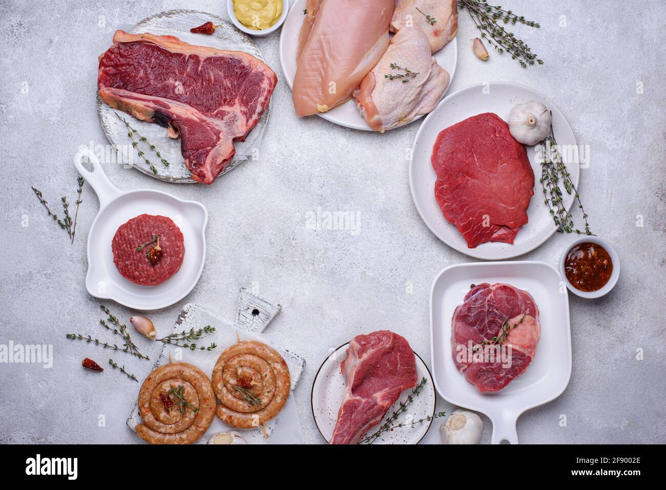Assortment of various types of meat Stock Photo - Alamy