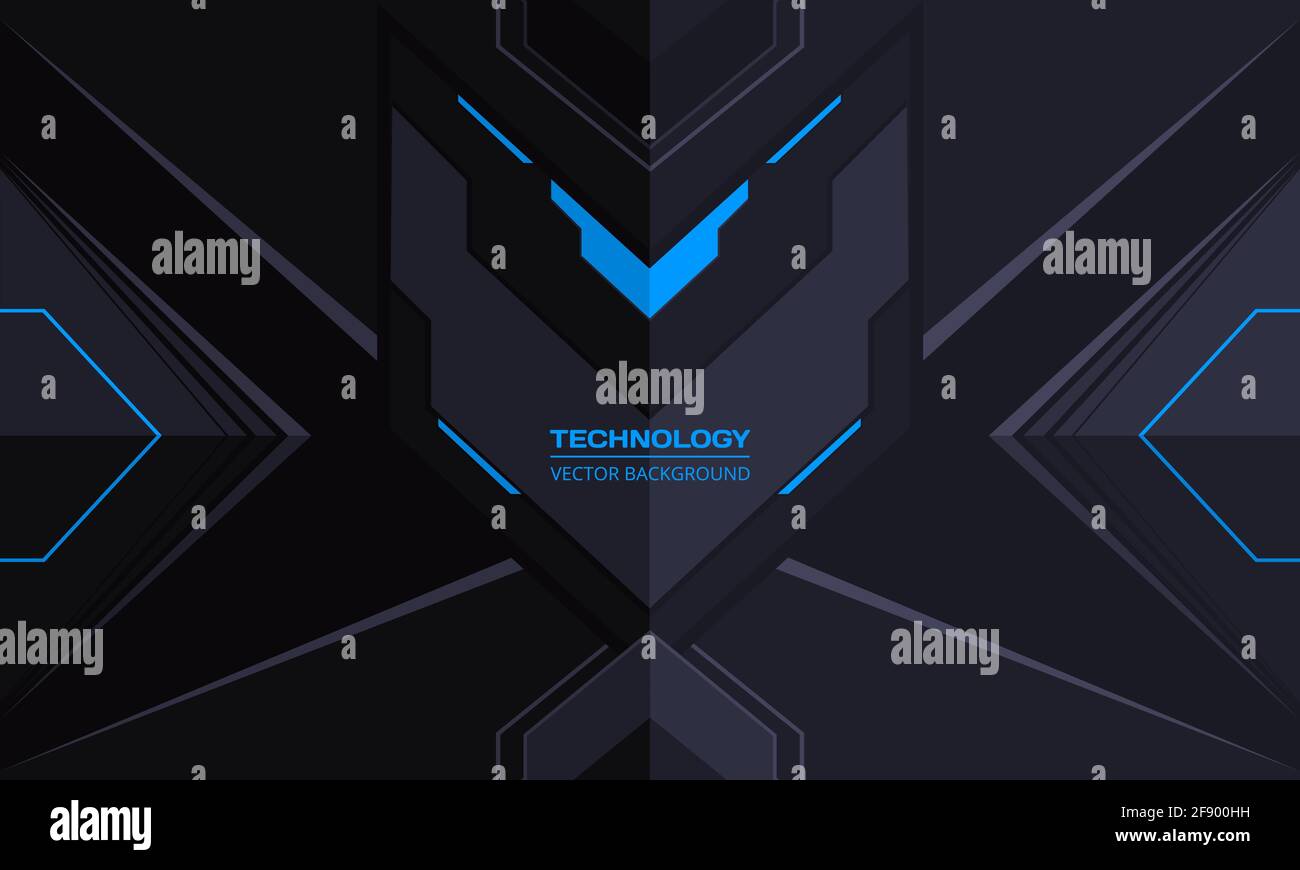 Abstract dark gray and blue technological futuristic background. Modern ...