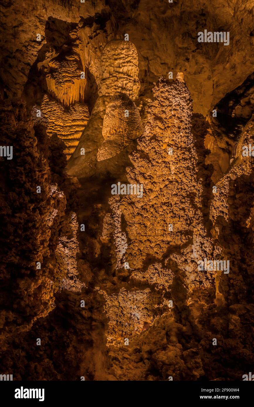 Fairyland of popcorn-covered stalagmites deep underground in Carlsbad ...
