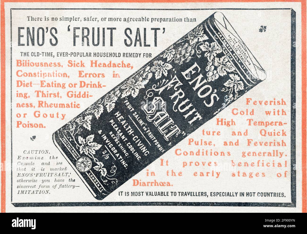 Old vintage Edwardian magazine newsprint Eno's Fruit Salt advert from ...