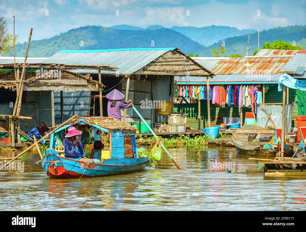 Boat on River Mekong, Cambodia, selling merchandise Stock Photo - Alamy