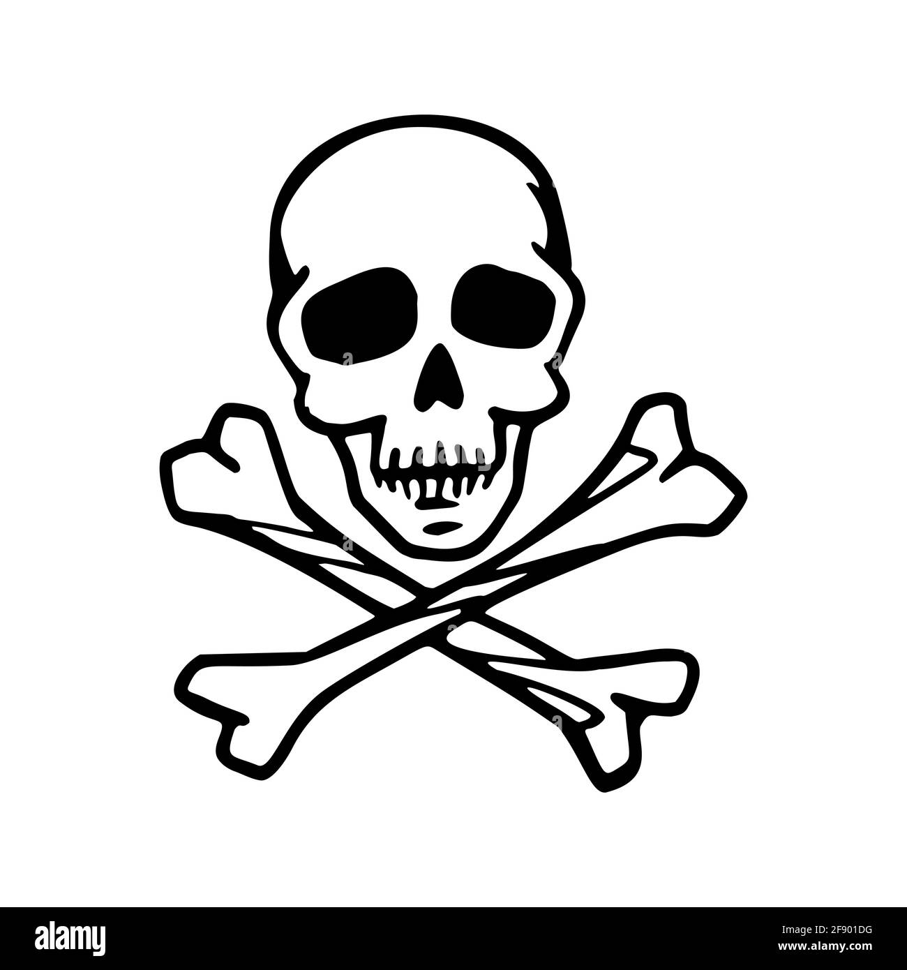 Punk rock collection. Human skull and crossbones monochrome symbol on ...