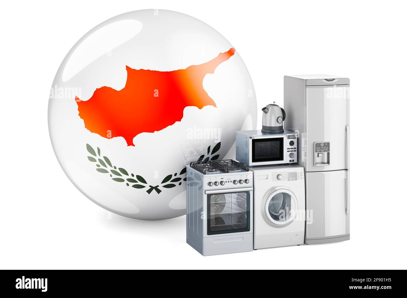 Kitchen and household appliances with Cypriot flag. Production ...