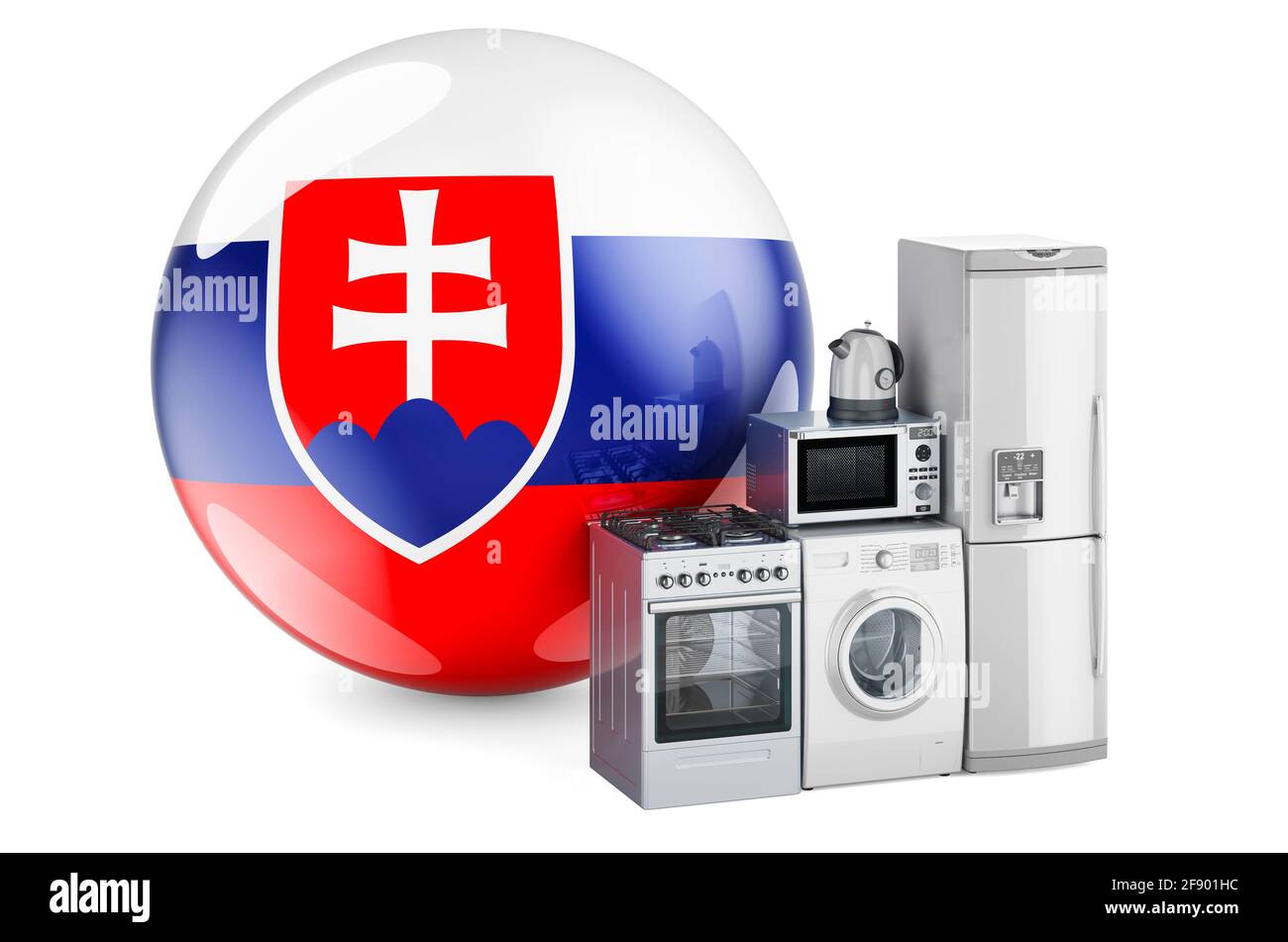 Kitchen and household appliances with Slovak flag. Production, shopping ...