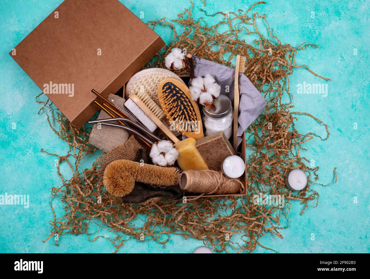 Care package with zero waste eco friendly accessories Stock Photo - Alamy