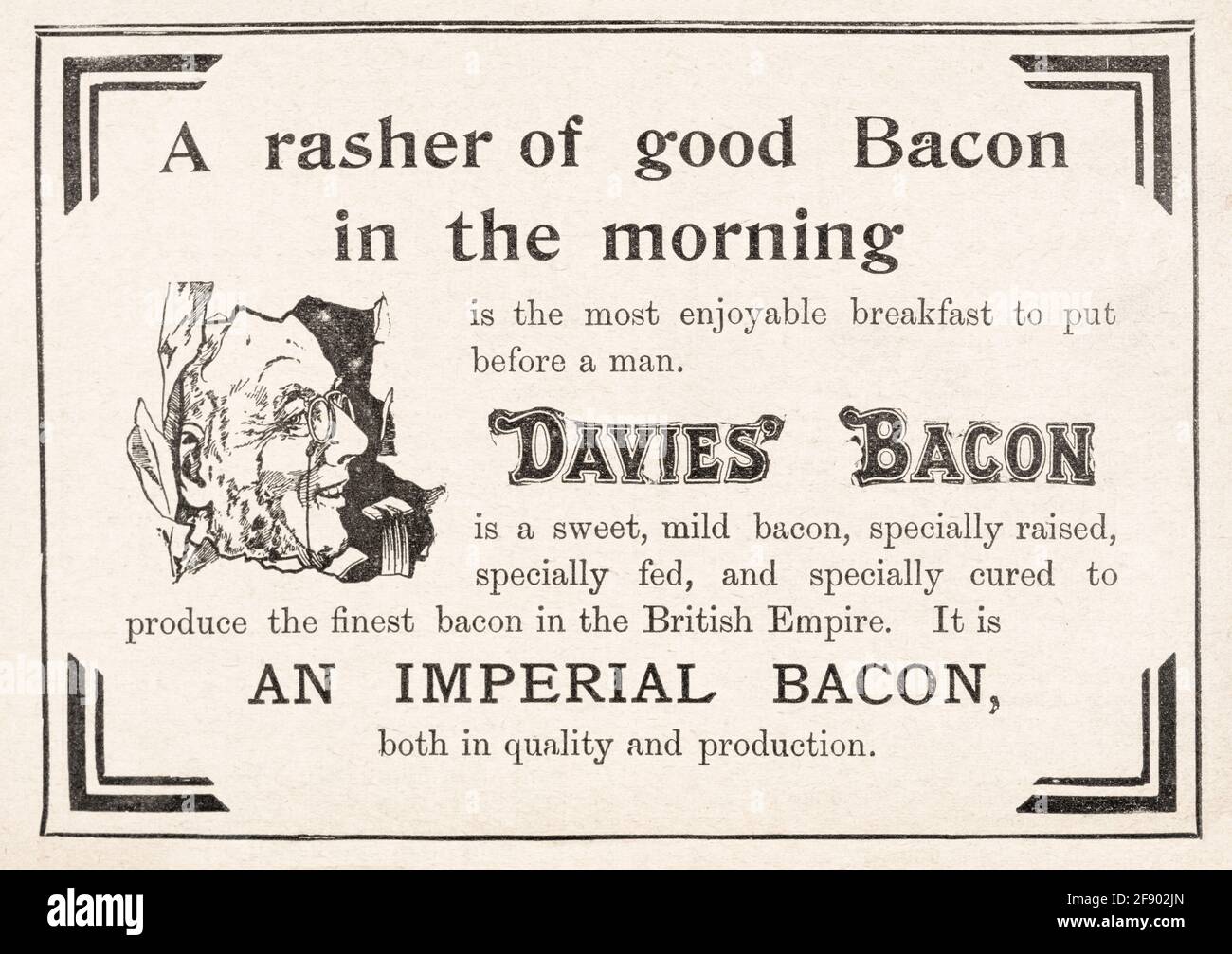 Old vintage Victorian magazine Davies' Imperial Bacon advert from 1901 ...