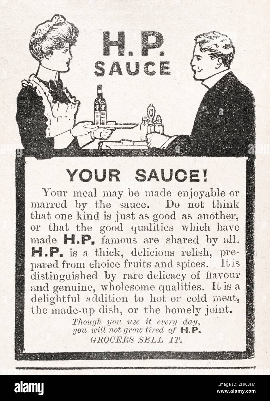 Old vintage Victorian Garton's HP Sauce magazine advert from 1906 - pre ...
