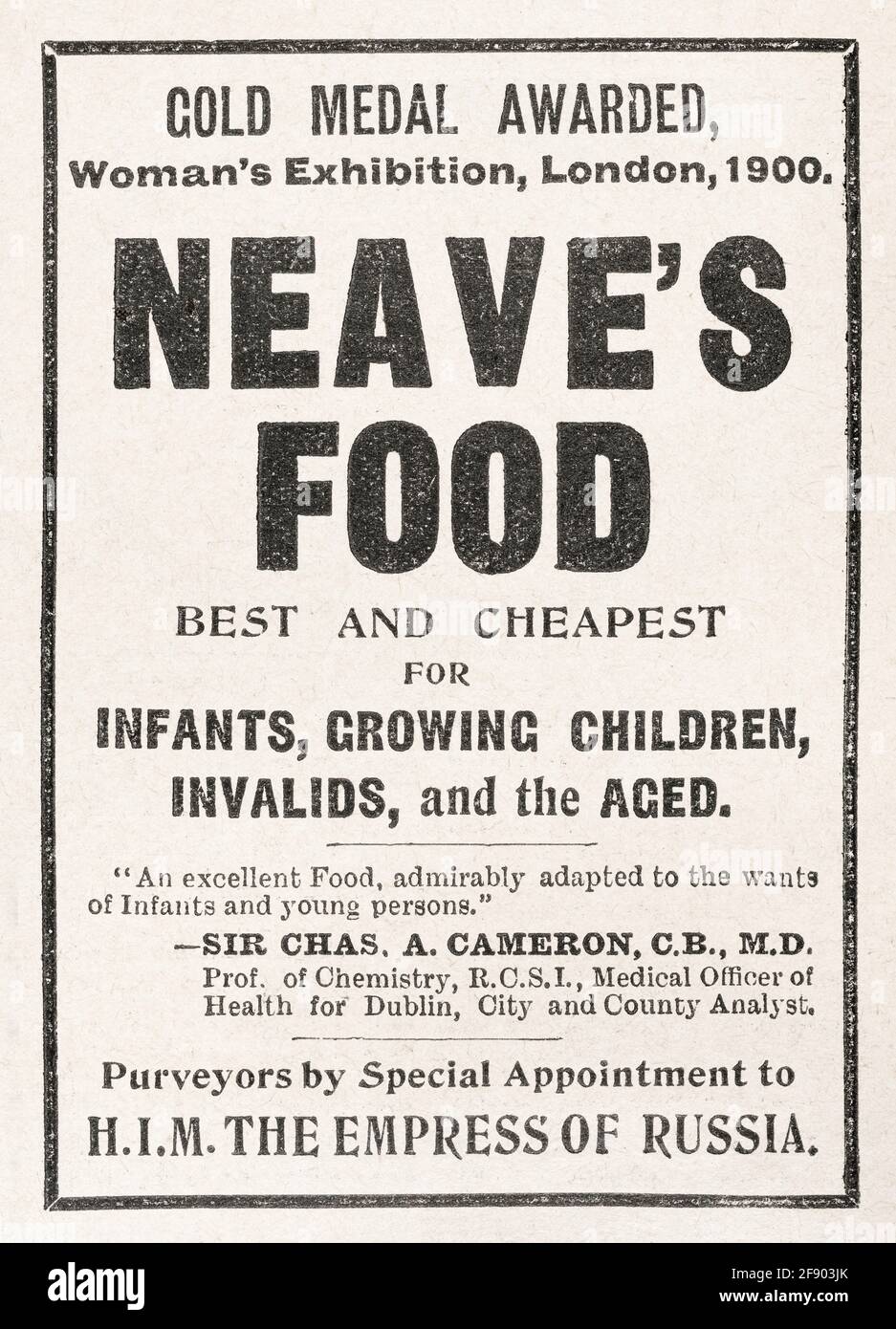 Old vintage Victorian Neave's baby food advert from 1906 - pre ...