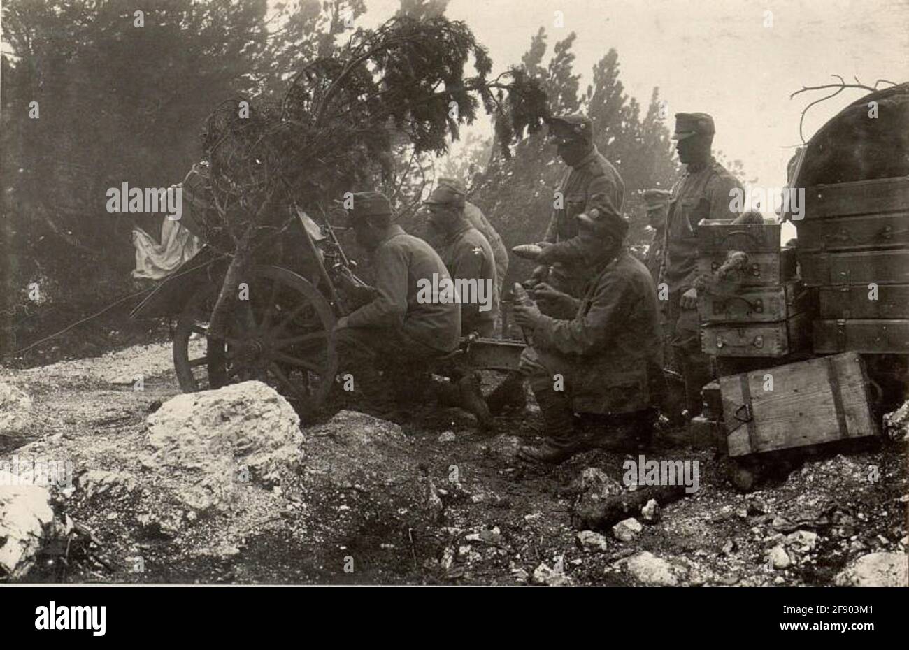 Semi-train of the 2 / mountain artillery regiment 8 on the small ...