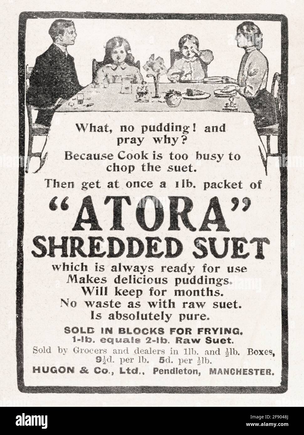 Old vintage Victorian Atora beef suet magazine advert from 1907 - pre ...