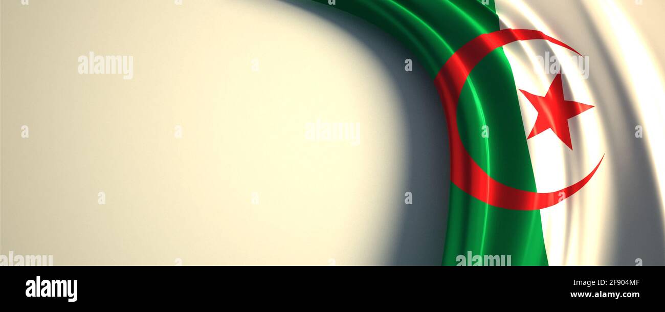 Algeria Flag. 3d illustration of the waving national flag with a copy ...
