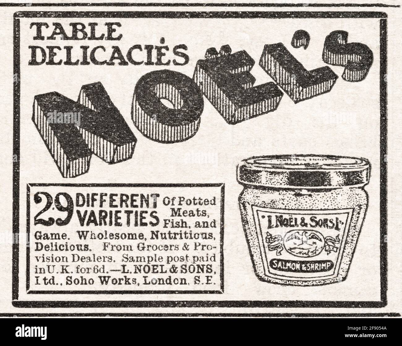 Old vintage Edwardian potted fish advert from 1912 - pre advertising ...