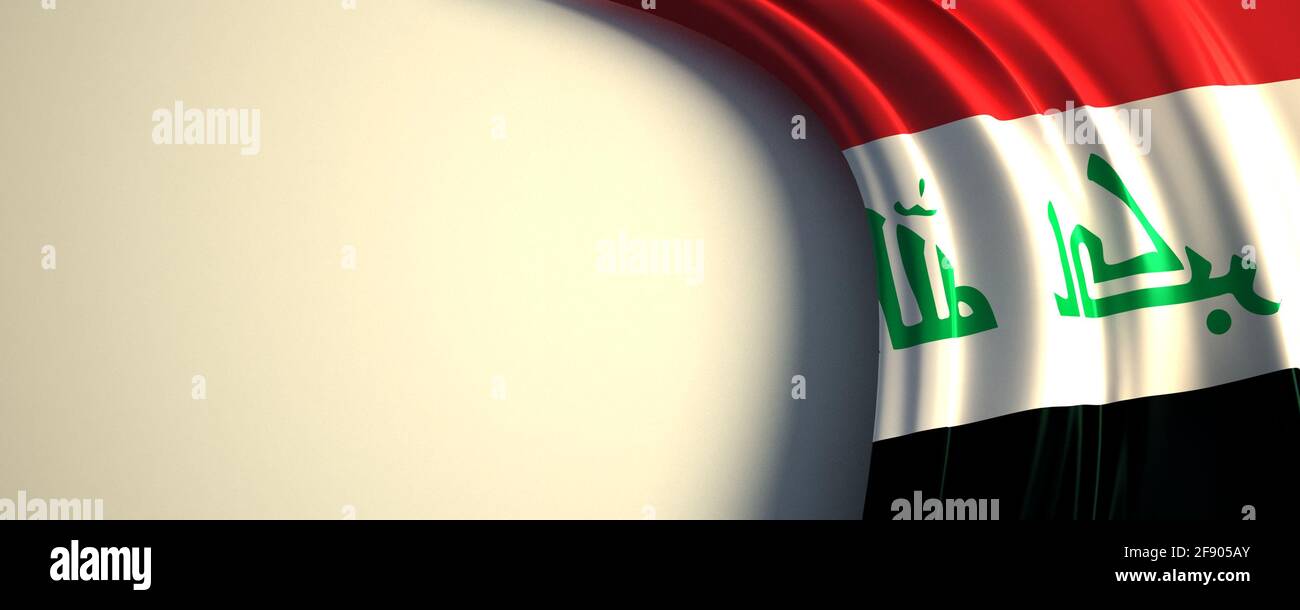 Iraq Flag. 3d illustration of the waving national flag with a copy ...