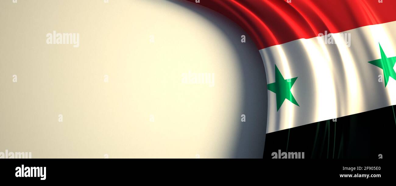 Syria Flag. 3d illustration of the waving national flag with a copy ...