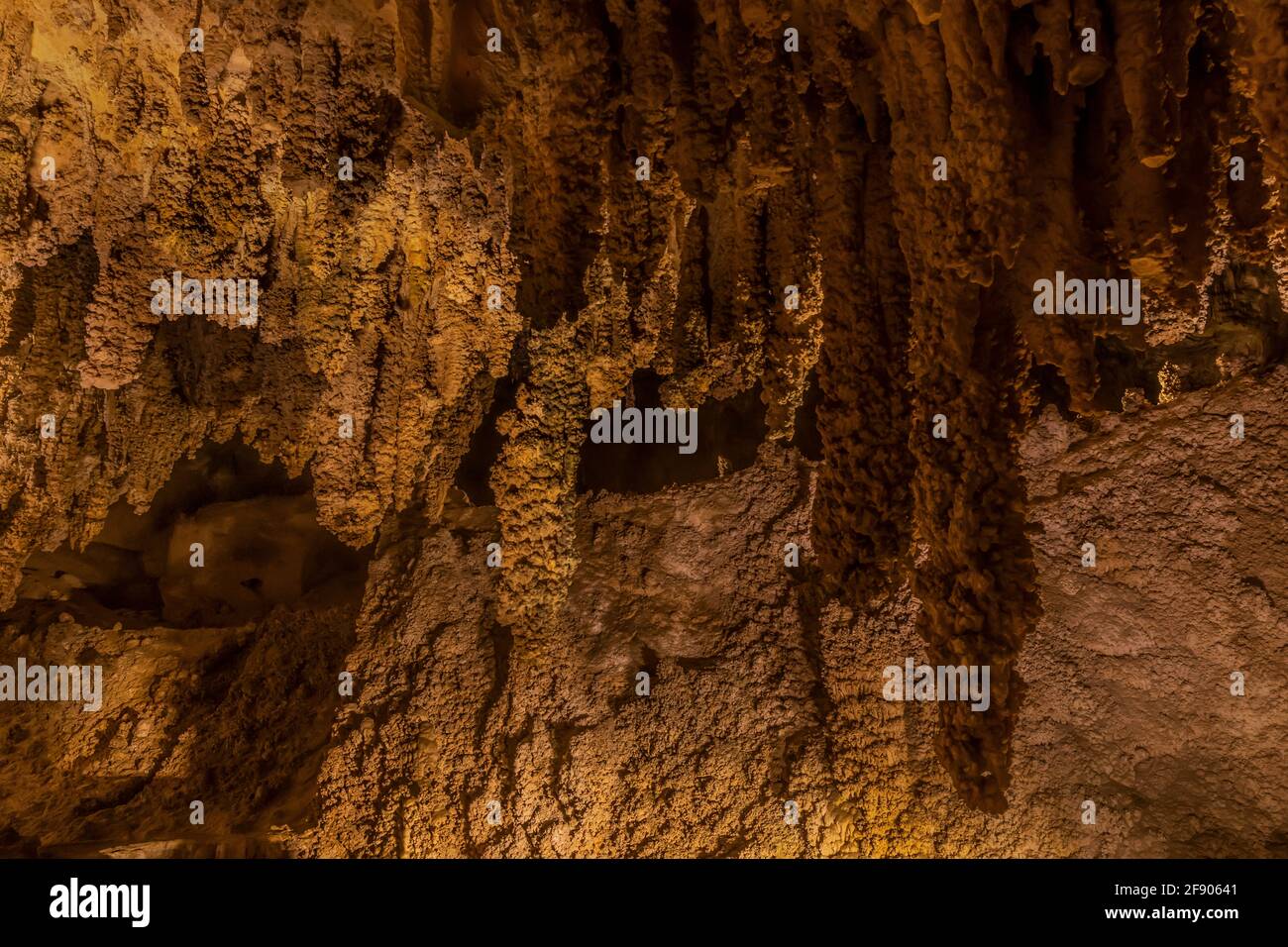 Cave formations along the Big Room Trail deep underground in Carlsbad ...