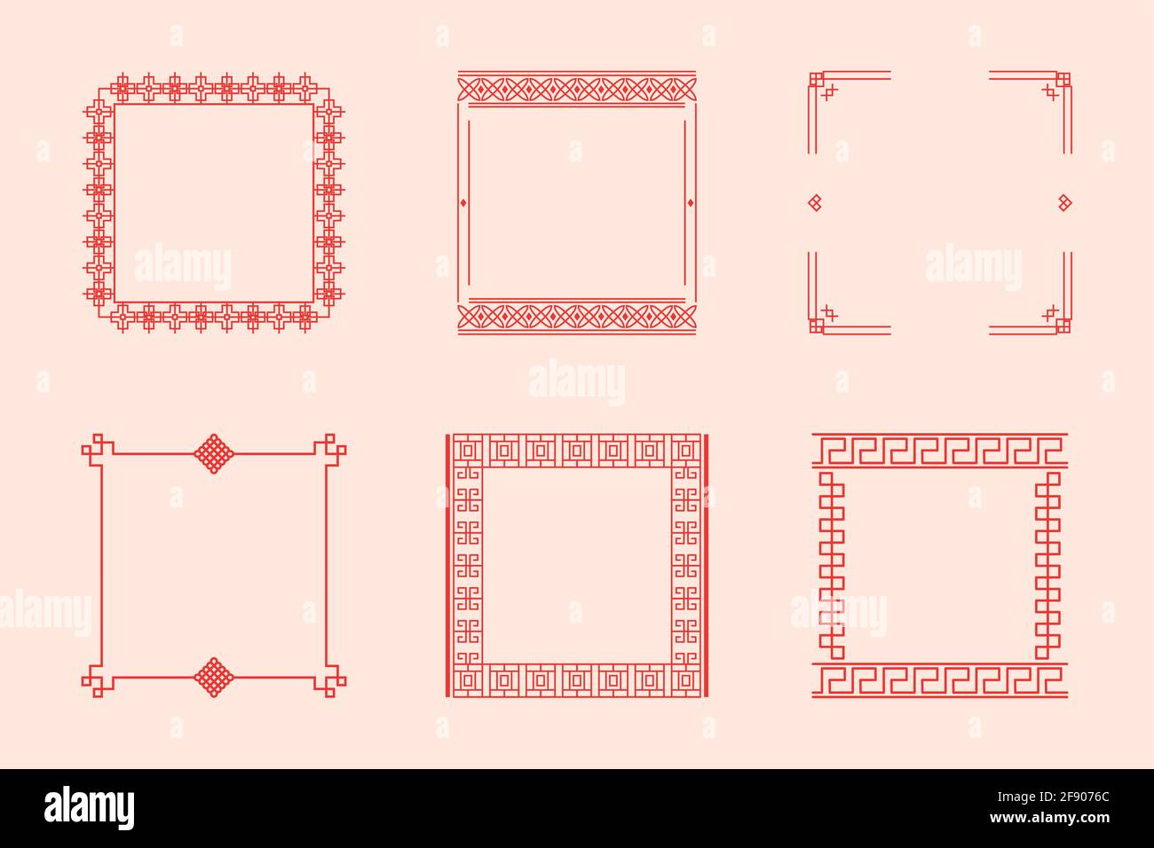 asian border frames set design Stock Vector Image & Art - Alamy