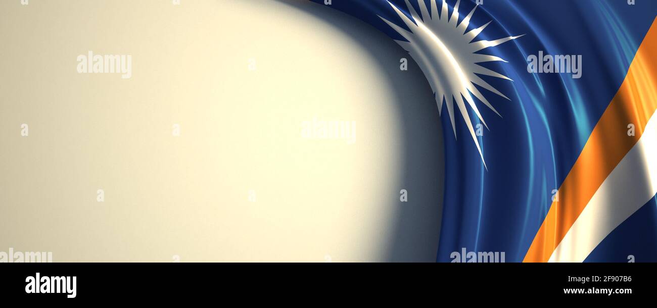 Marshall islands Flag. 3d illustration of the waving national flag with ...