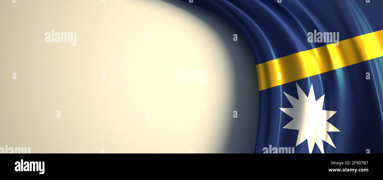 Nauru Flag. 3d illustration of the waving national flag with a copy ...