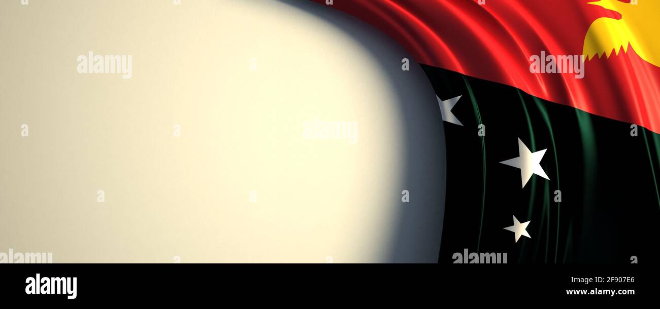 Papua new Guinea Flag. 3d illustration of the waving national flag with ...