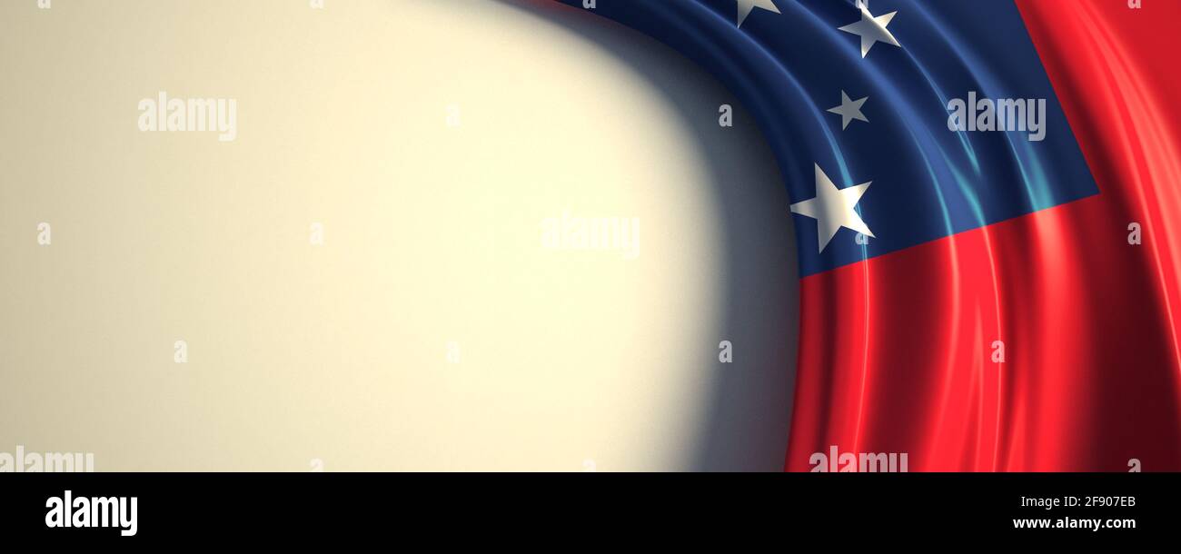 Samoa Flag. 3d illustration of the waving national flag with a copy ...