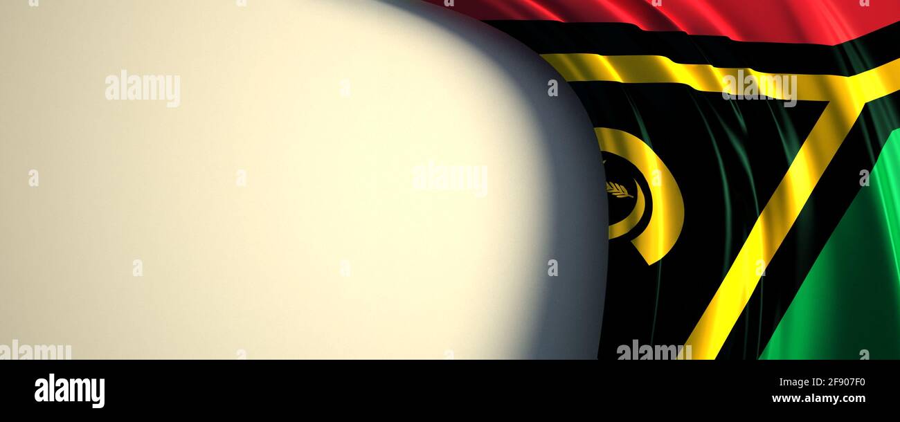 Vanuatu Flag. 3d illustration of the waving national flag with a copy ...