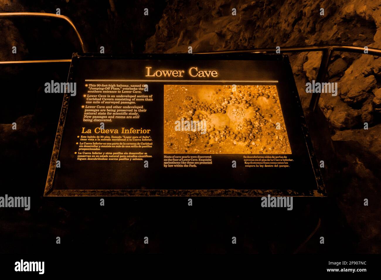 Interpretive sign for Lower Cave along Big Room Trail deep underground ...