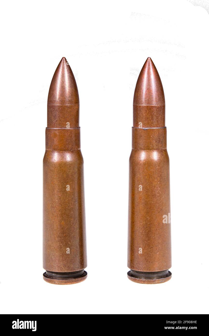 Military cartridges used in submachine guns. Live ammunition used in ...