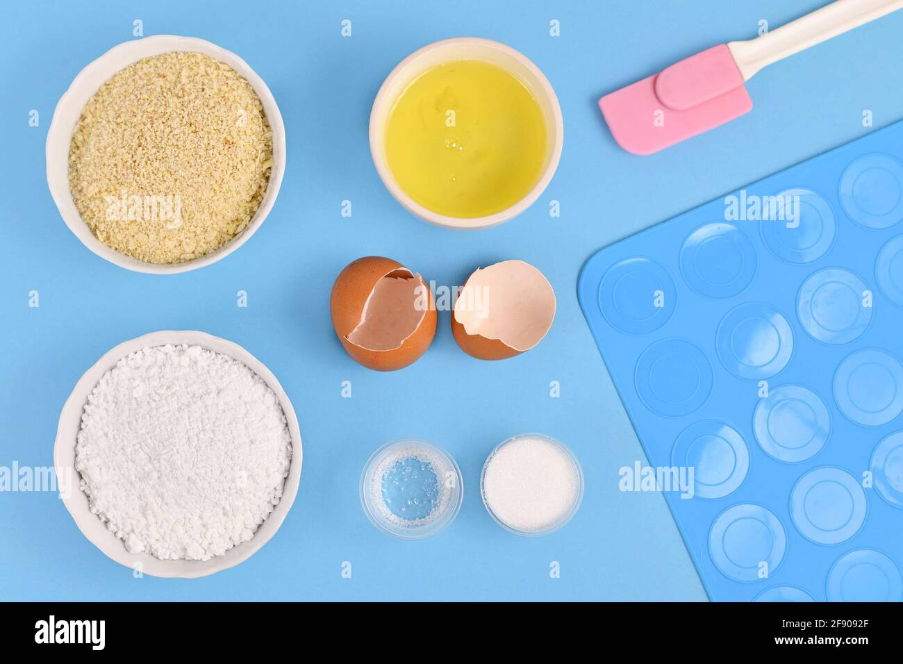 Ingredients for making homemade French Macarons sweets including ...