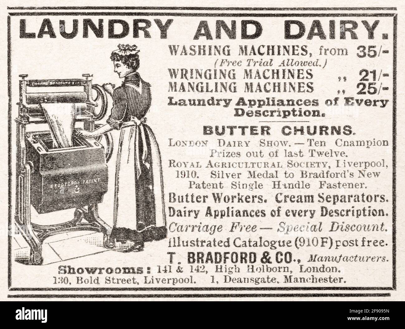 Vintage Edwardian magazine advert for washing machine, mangling machine ...