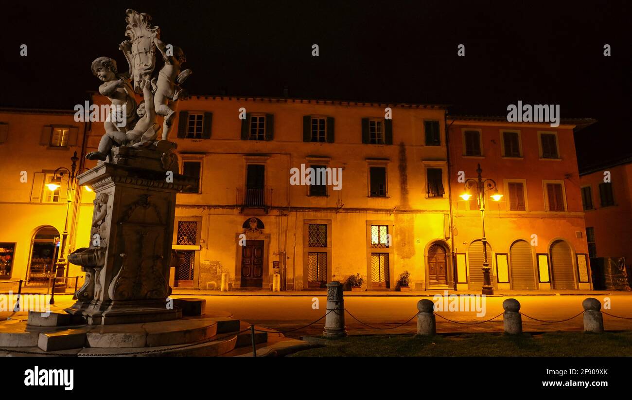 A night scene of shops at Piazza dei Miracoli where the world famous ...