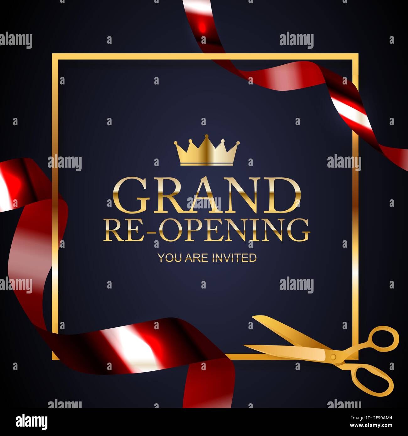 Grand Opening congratulation background card with golden confetti ...