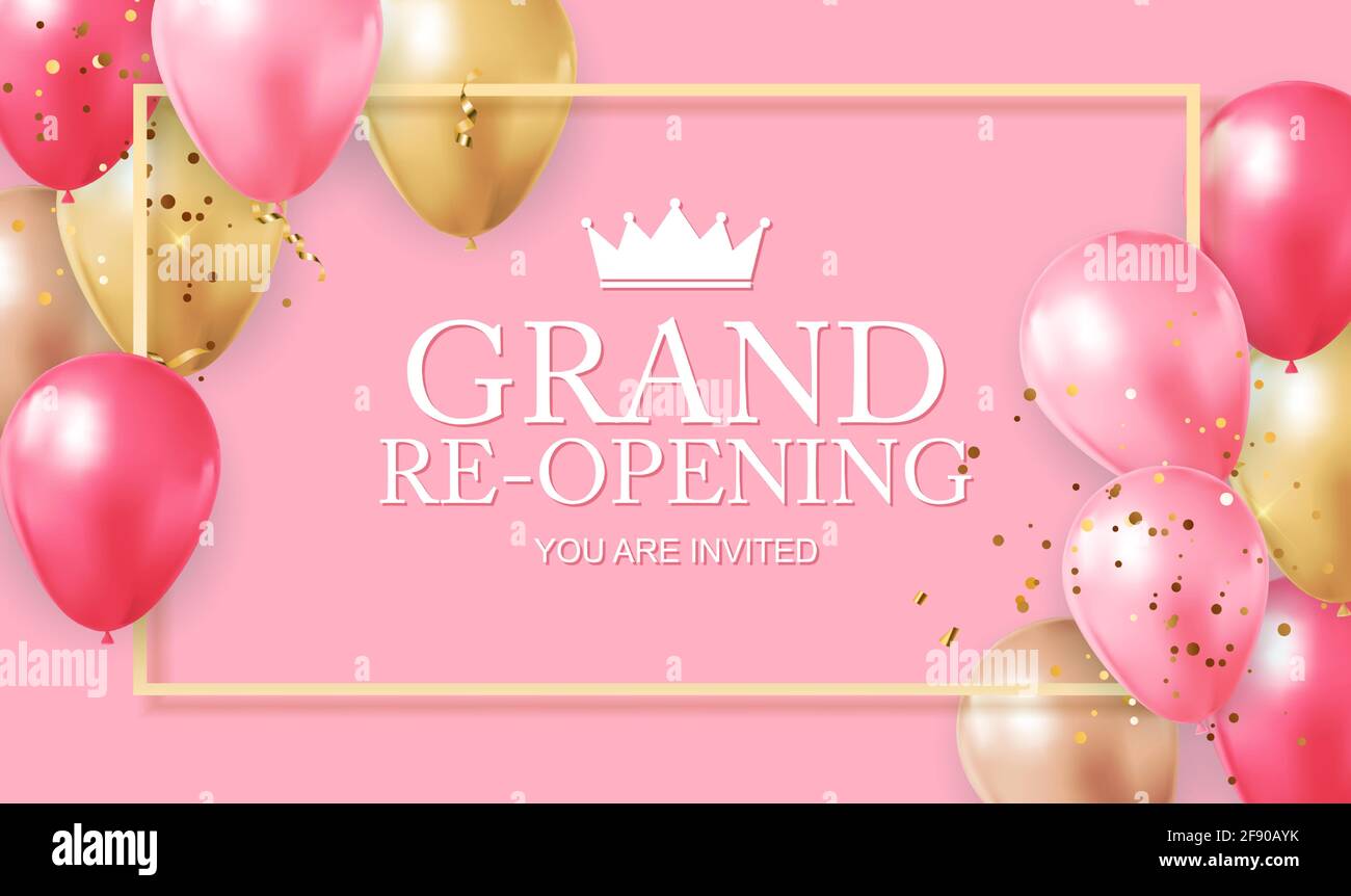 Grand Opening congratulation background card with balloons. Vector ...