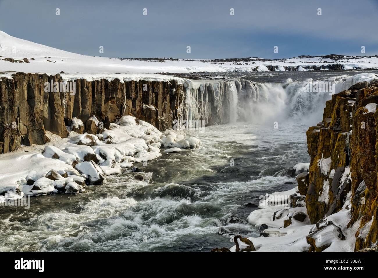 Landscape with waterfall in winter, Iceland Stock Photo - Alamy