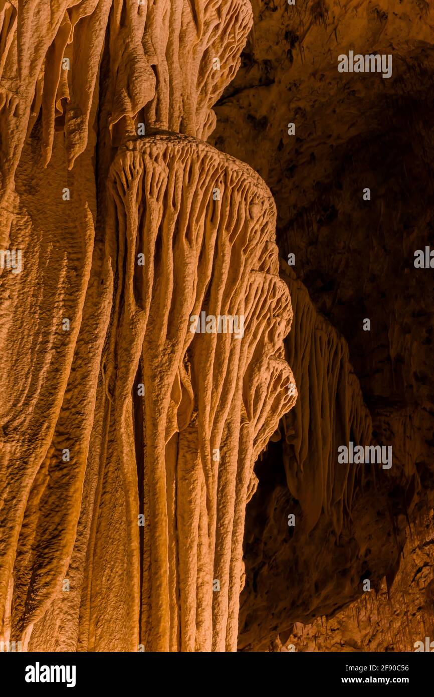 Magniflcent drapery formations along Big Room Trail in deep underground ...