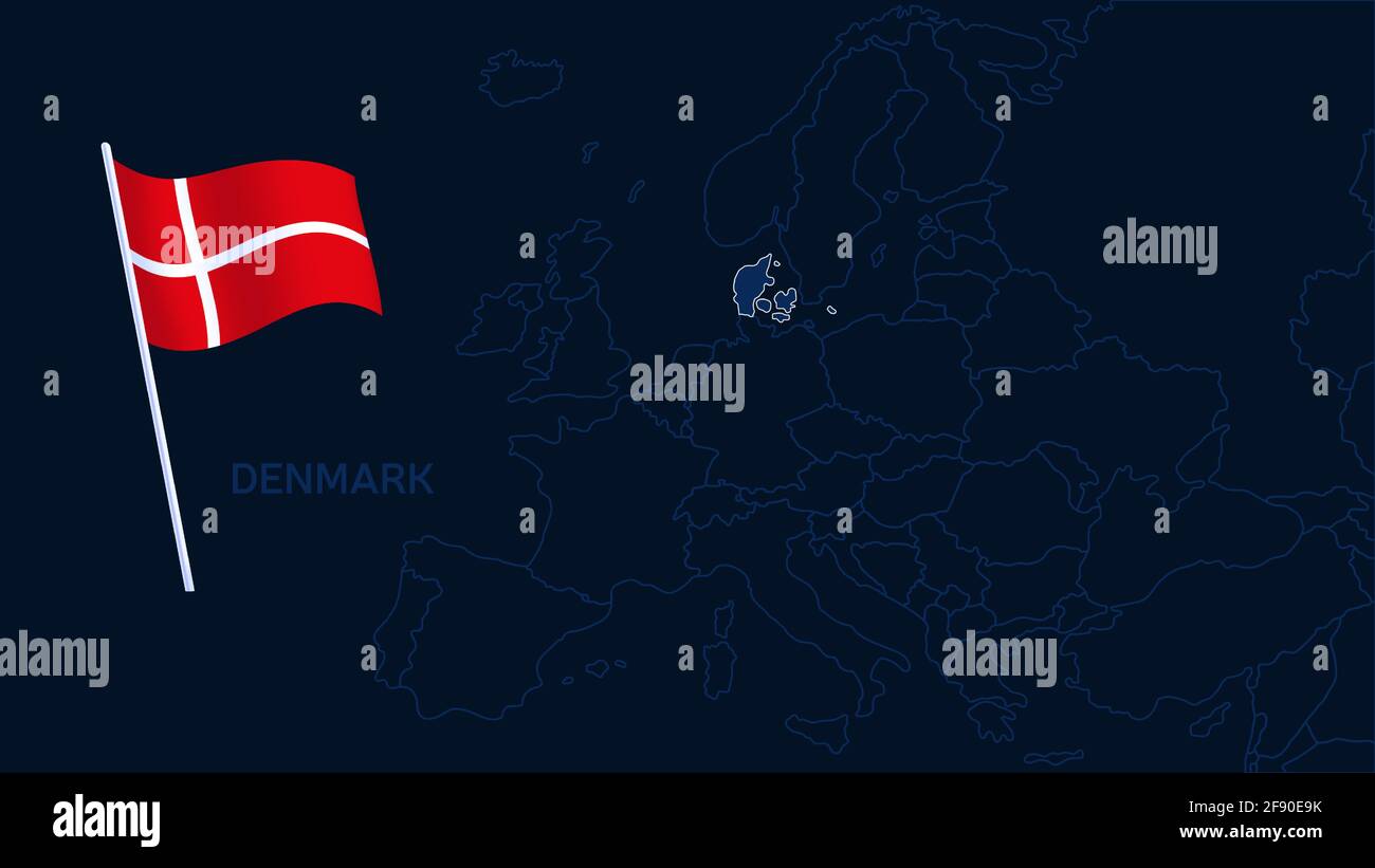 denmark on europe map vector illustration. High quality map Europe with ...