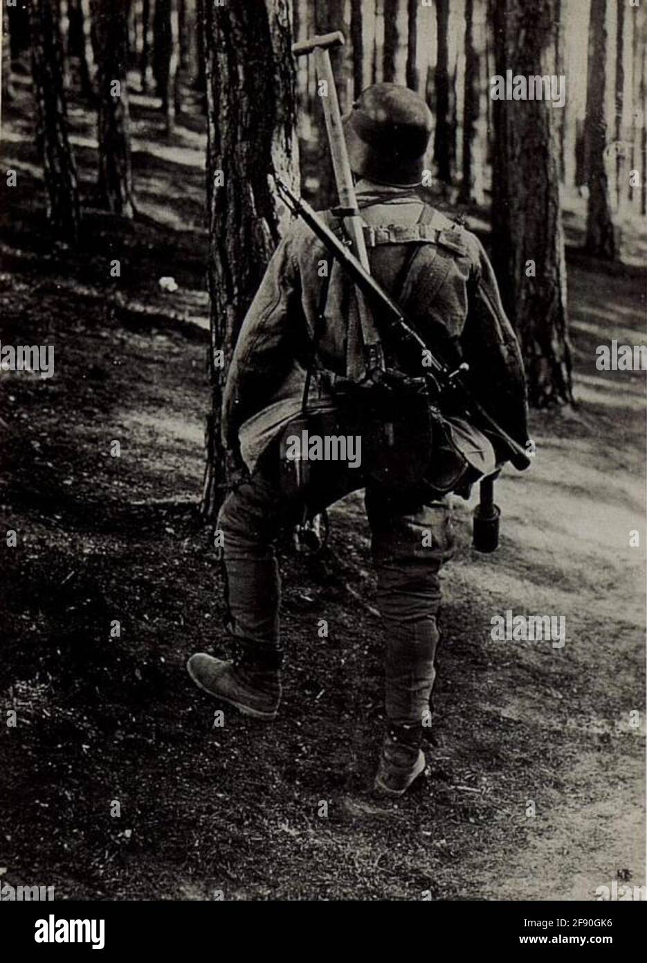 Storm soldier at the exercise square in Schabs, from backward. Soldier ...