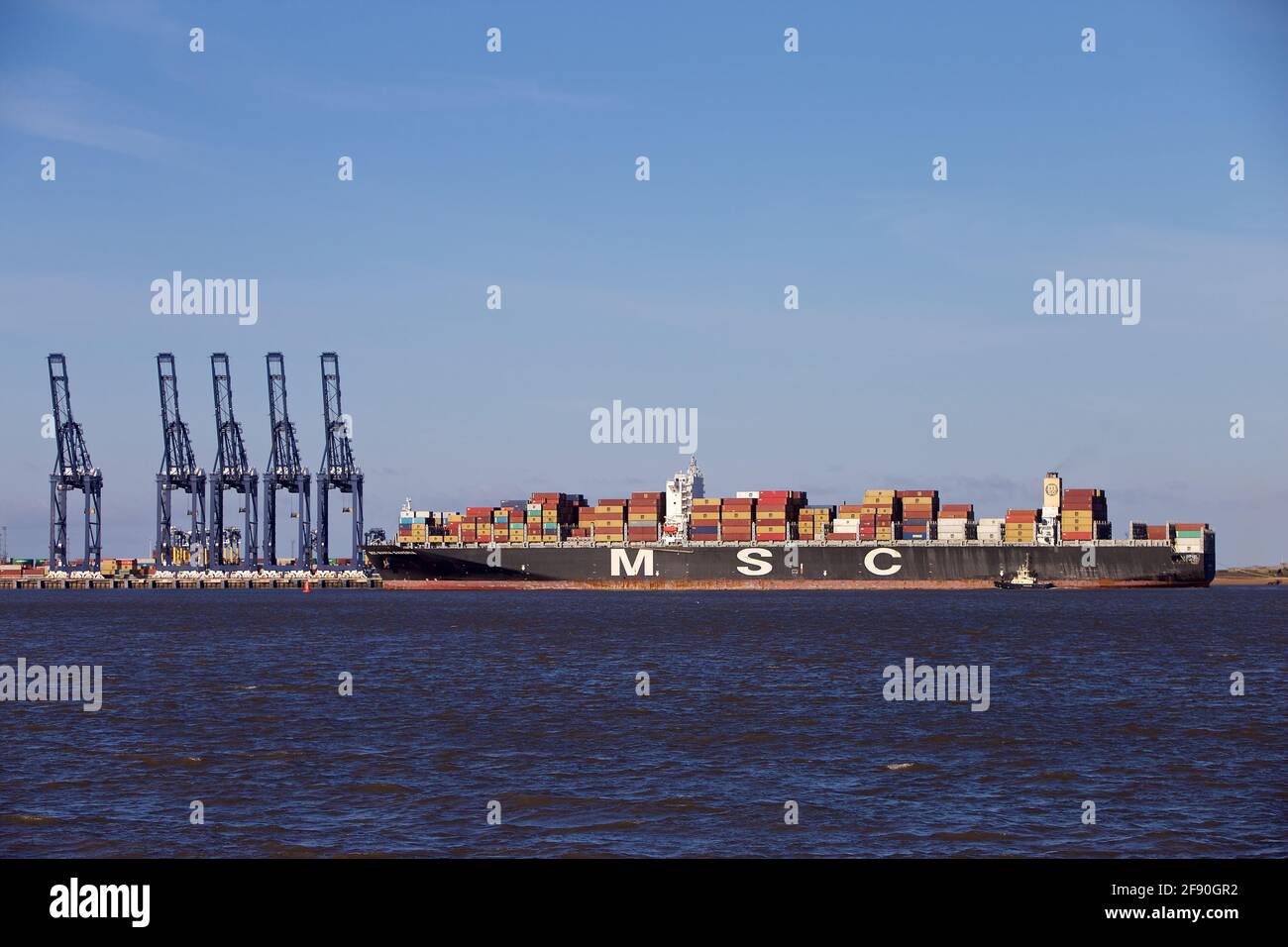 Container ship MSC Maria Saveria entering the Port of Felixstowe ...