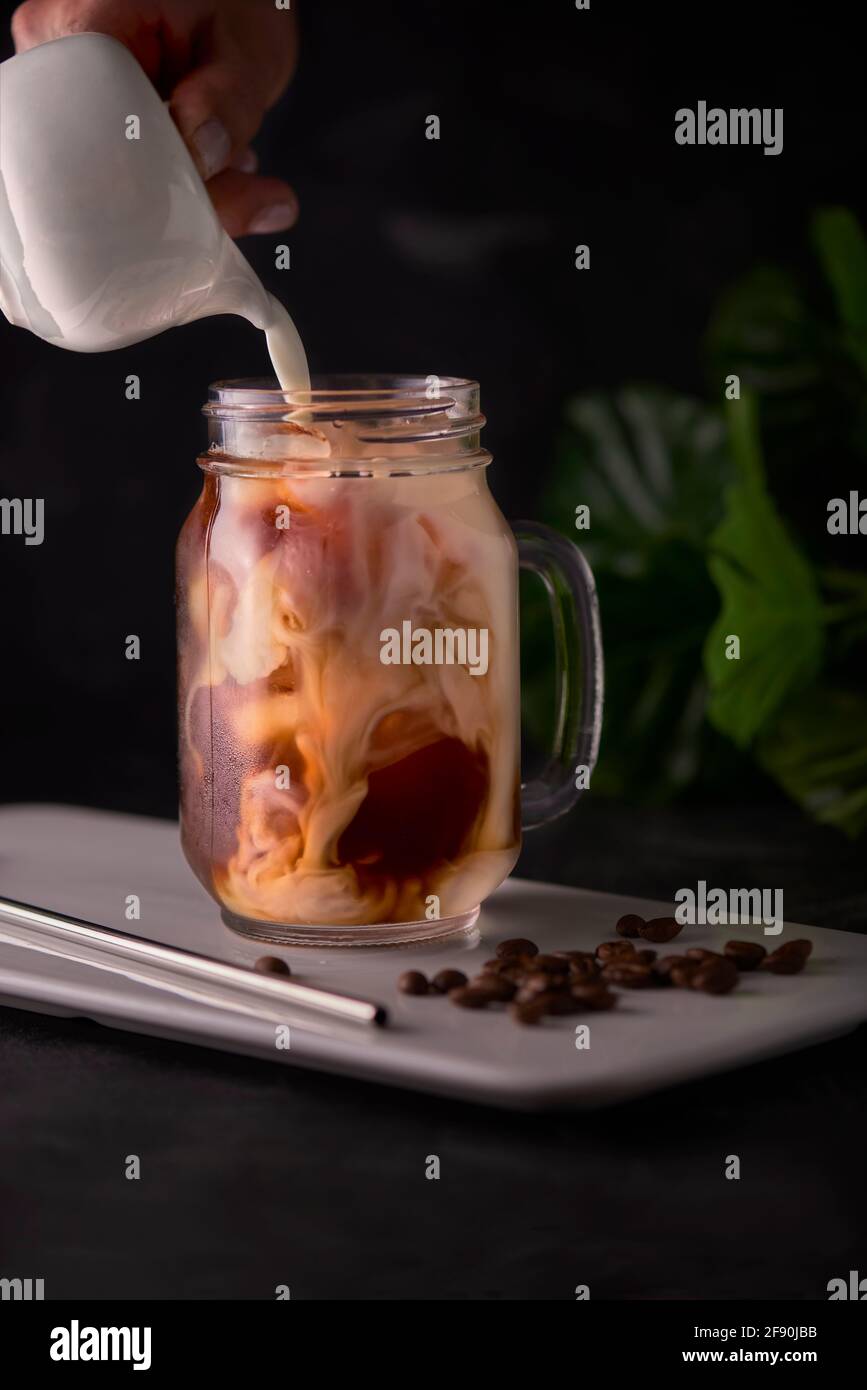 cold brew coffee with milk Stock Photo - Alamy