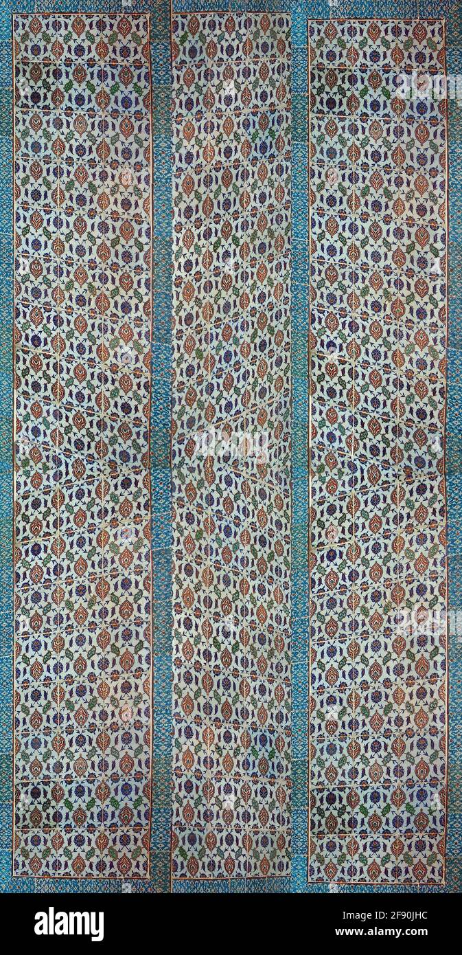 Intricate Iznik mosaic tile work for the tomb of Selim II, Istanbul ...