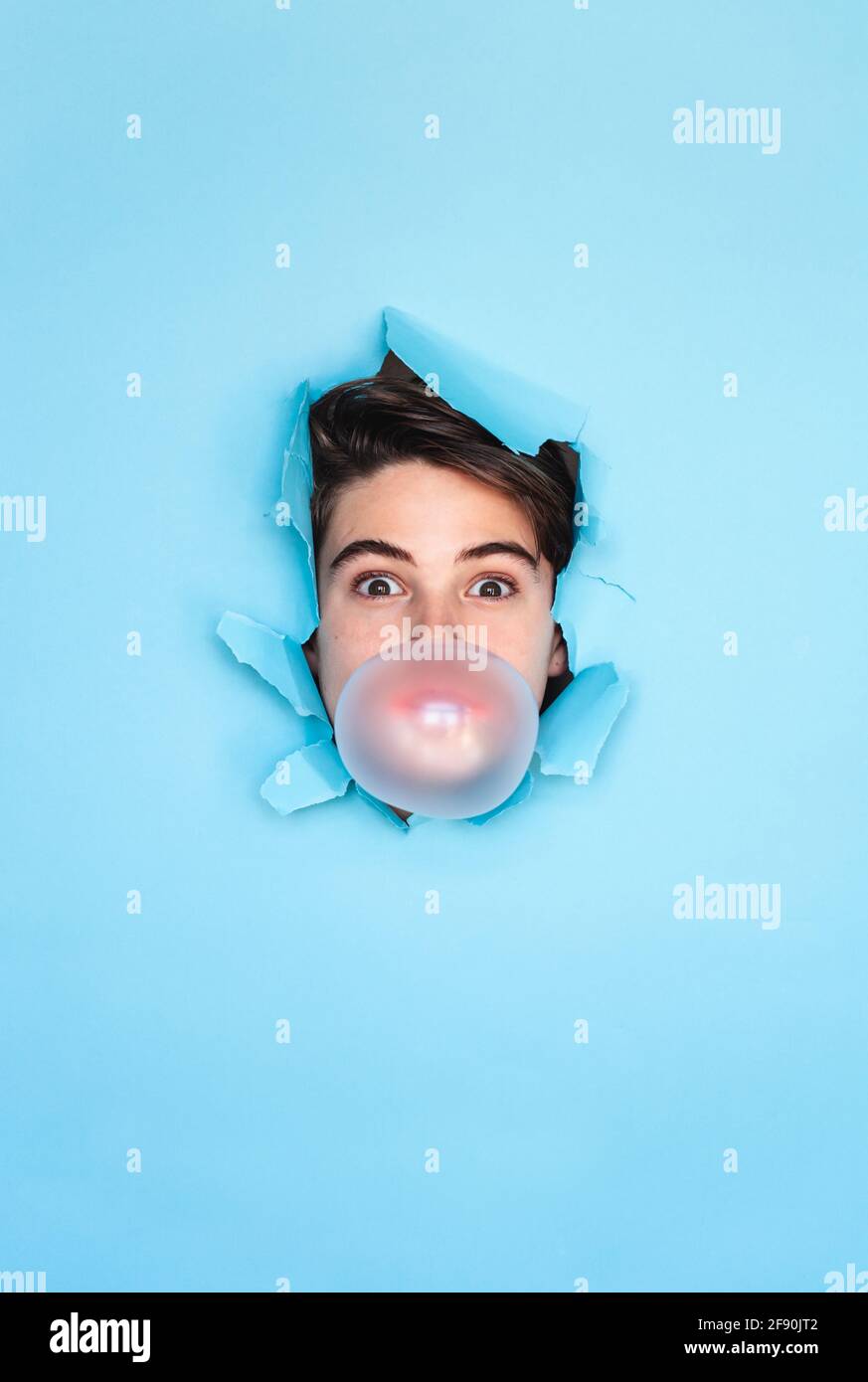 Kid blowing bubble hi-res stock photography and images - Alamy