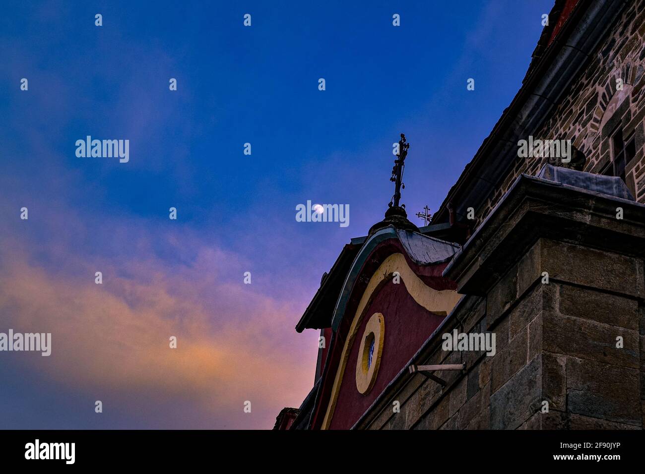 Moon over church tower hi-res stock photography and images - Alamy