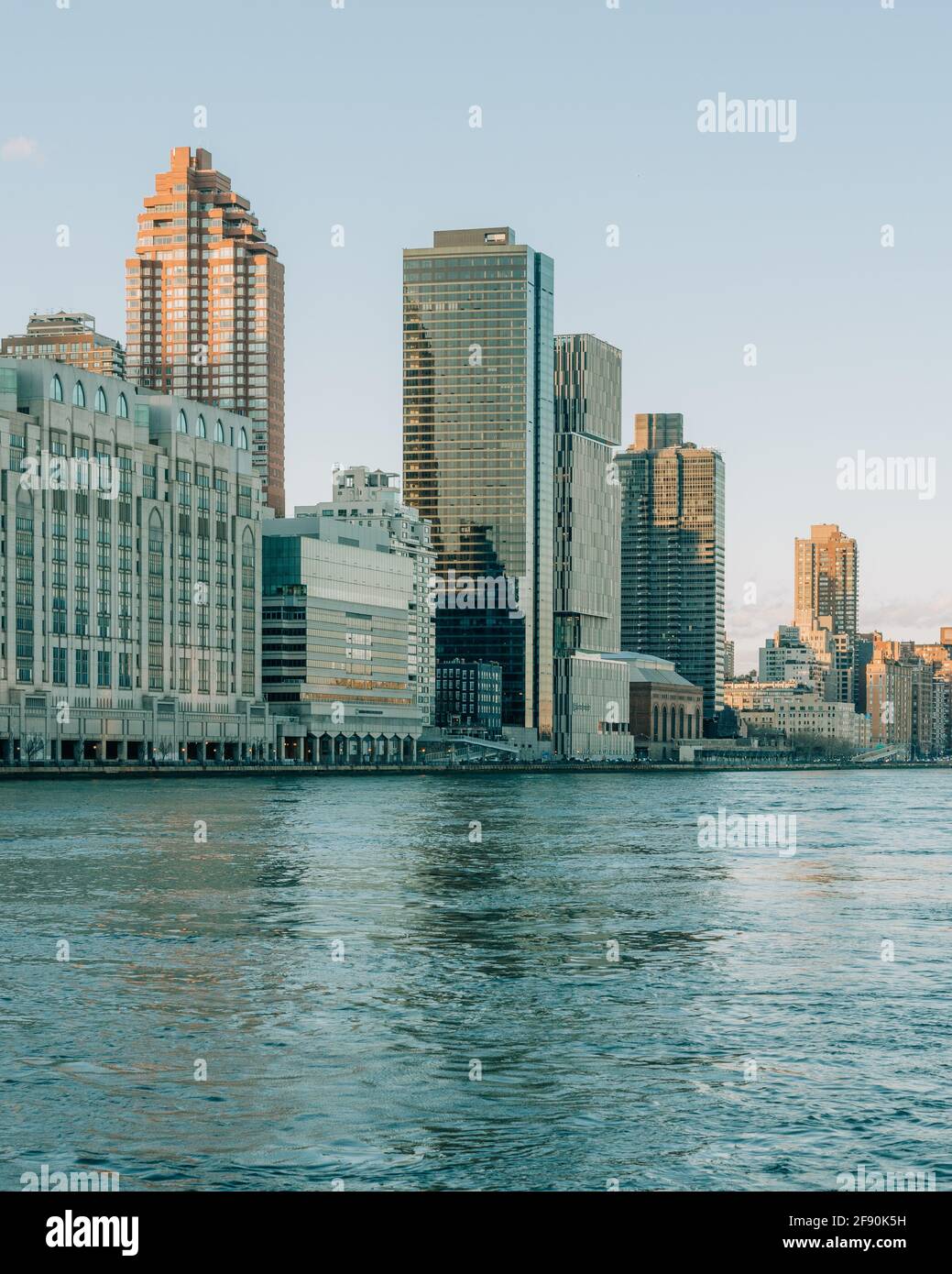 Buildings in the Upper East Side, from Roosevelt Island, New York City ...