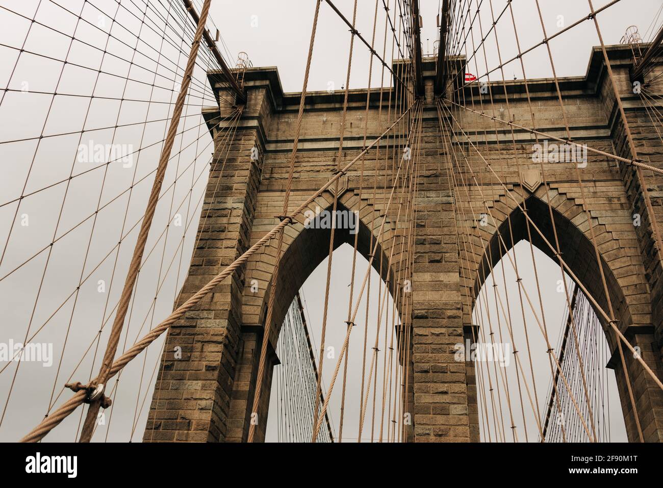 Architectural details of the Brooklyn Bridge in New York City Stock ...