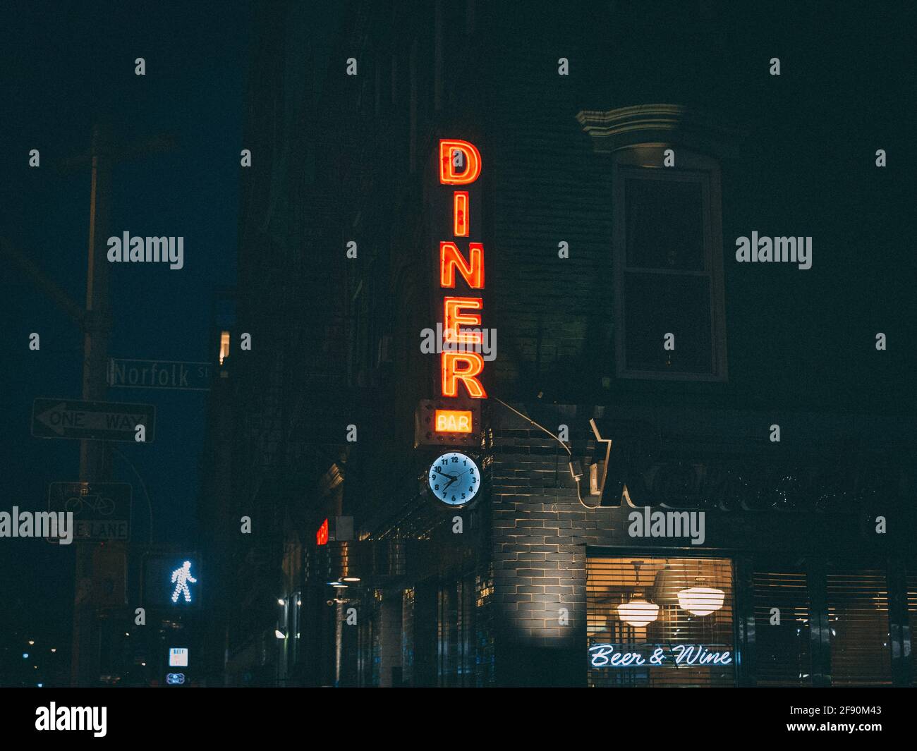 Remedy Diner neon sign at night, in the Lower East Side, Manhattan, New ...